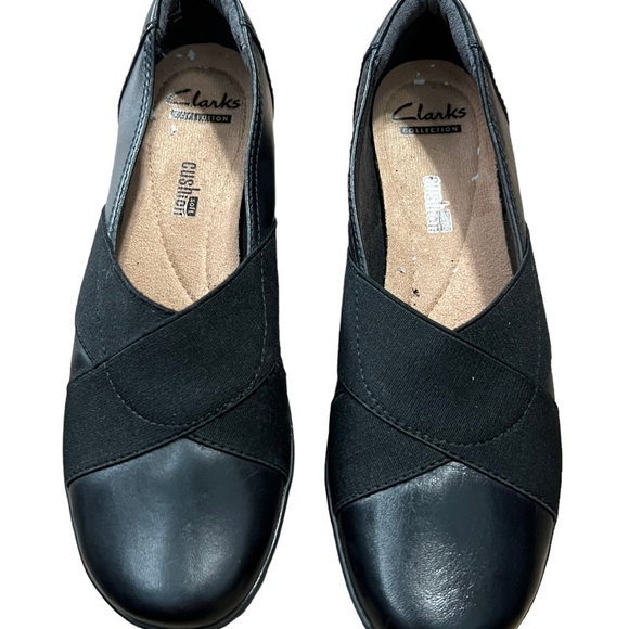 Clarks | Shoes | Clarks Black Slip On Shoes With Elastic Criss Cross ...